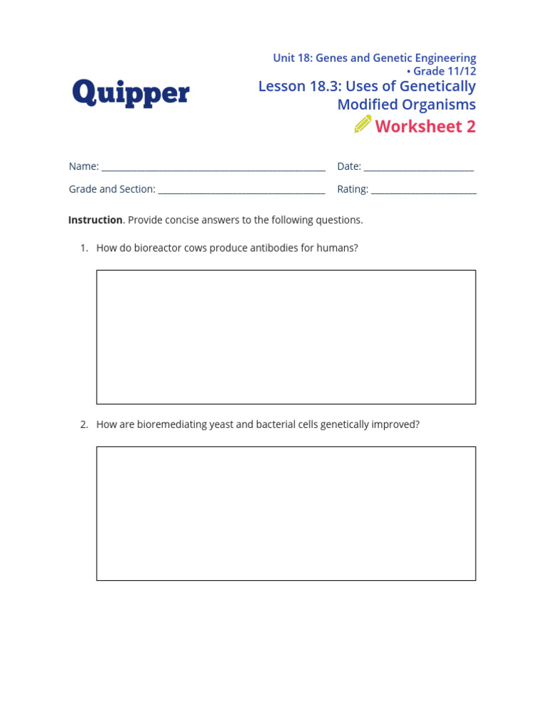 Uses of Genetically Modified Organisms Worksheet | PDF | Computers