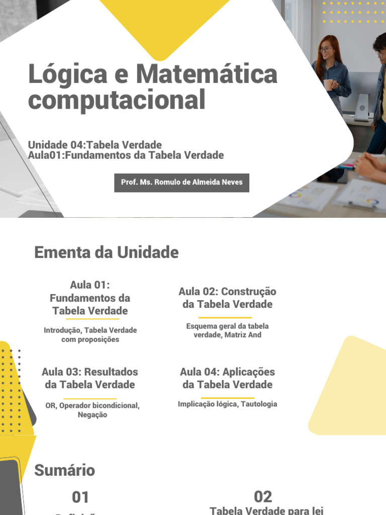 Logica+e+Matematica+Computacional U4 01 Slides | PDF | Métodos e Materiais de Ensino | Ciências ...