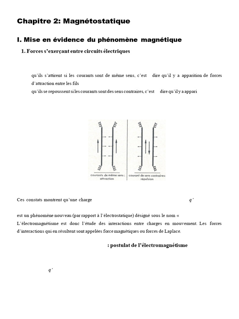 Cours de Magnétostatique PDF | PDF | Champ (physique) | Champ magnétique
