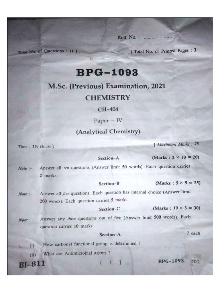 msc pre 2021 exm ppr | PDF