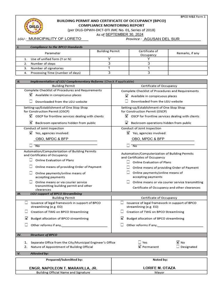 BPCO Compliance Monitoring Report Form (Fillable) | PDF