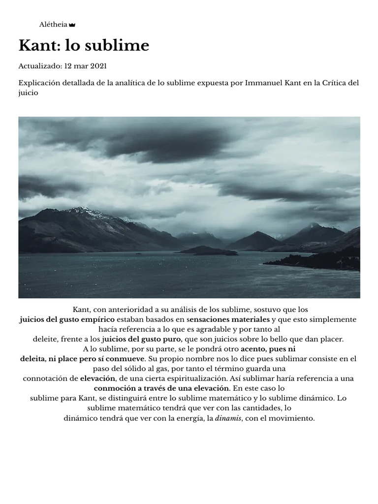 Kant_ Lo Sublime | PDF | Immanuel Kant | Razón