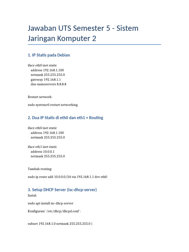 Jawaban UTS Sistem Jaringan | PDF