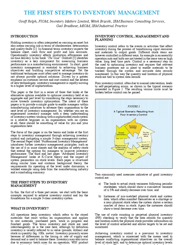 Inventory Management First Steps in Inventory Management | PDF ...