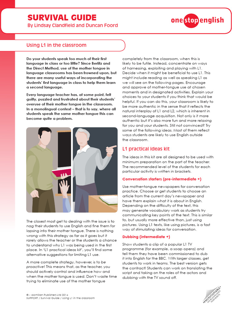 Using L1 in The Classroom (Clandfield) 2.5 | PDF | Second Language ...