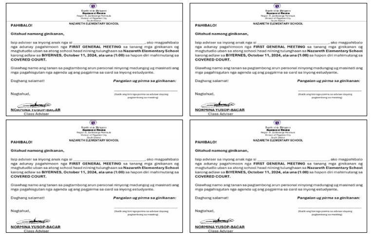 Notice of Meeting For Parents | PDF