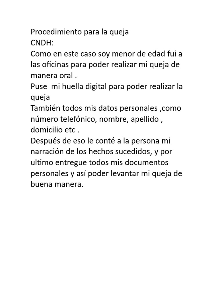 Queja A CNDH | PDF