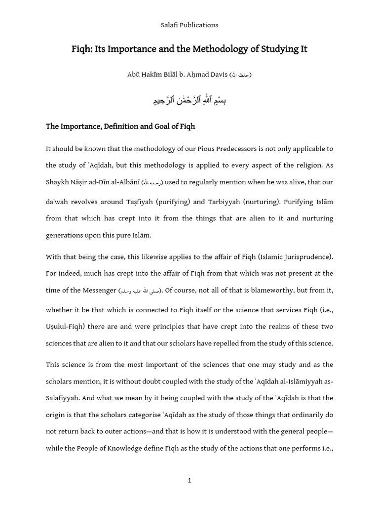 Fiqh Its Importance and The Methodology of Studying It PDF | PDF ...