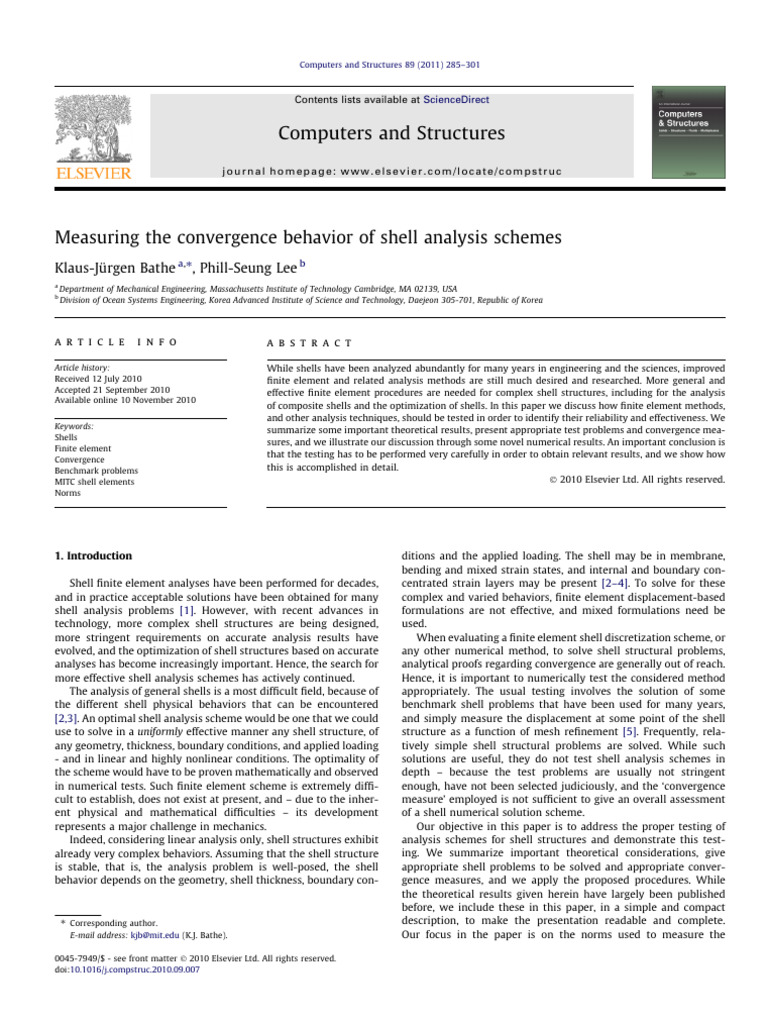 Measuring The Convergence Behavior of Shell Analysis Schemes | PDF ...