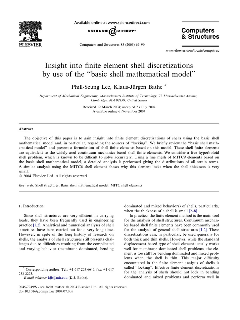 Insight Into Finite Element Shell Discretizations by Use of The Basic Shell Mathematical Model ...