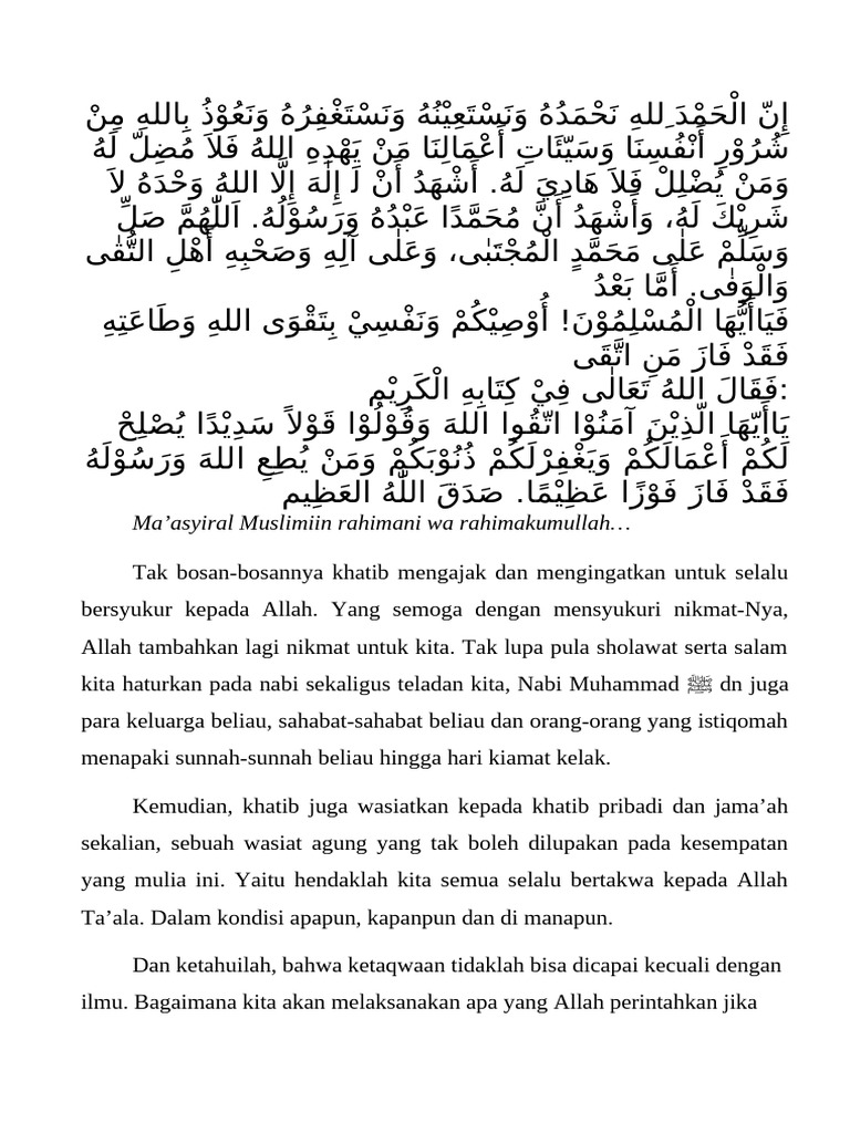 Khutbah Jum'at-Kisah-Kisah Tentang Keutamaan Ilmu Dalam Al-Qur'an Dan ...