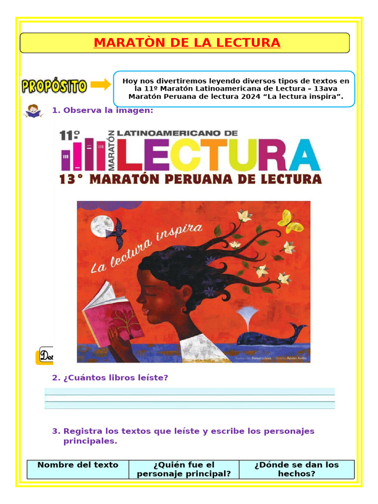 Adicional Ficha Maraton de La Lectura 2024 | PDF | Poesía | Clásicos