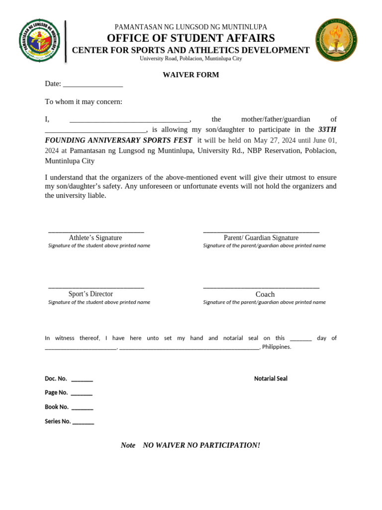 Waiver Form | PDF