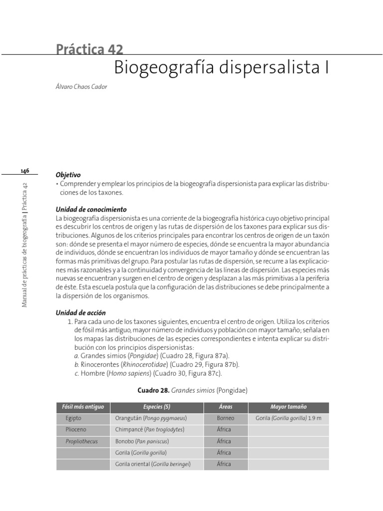 Manual De Prácticas De Biogeografía Cs 146 151 Pdf Osos