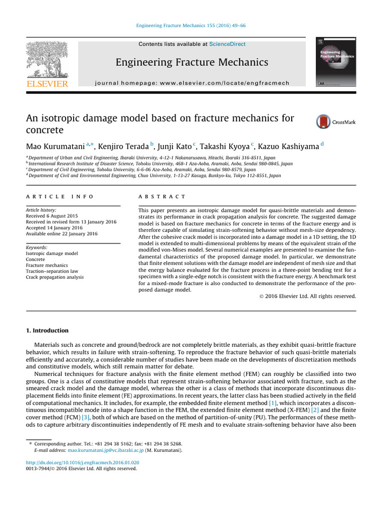 0-Mao - EFM2016 An Isotropic Damage Model Based On Fracture Mechanics ...