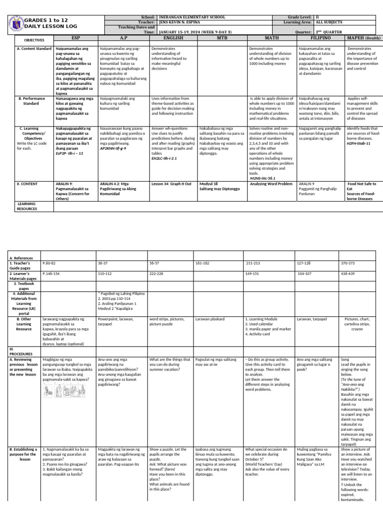 DLL - All Subjects 2 - Q2 - W9 - D3 | PDF