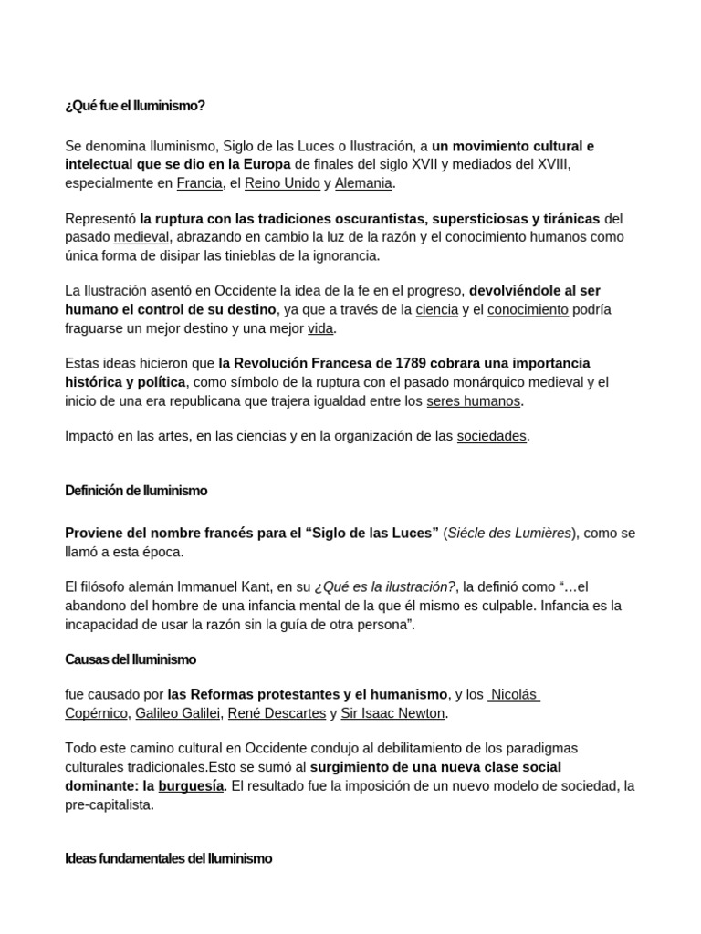 Qué Fue El Iluminismo | PDF | Era de iluminacion | Educación en artes ...