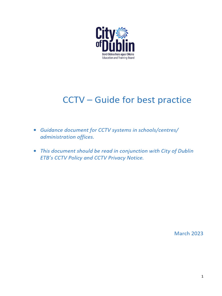 CCTV - Guide For Best Practice | PDF | Closed Circuit Television ...