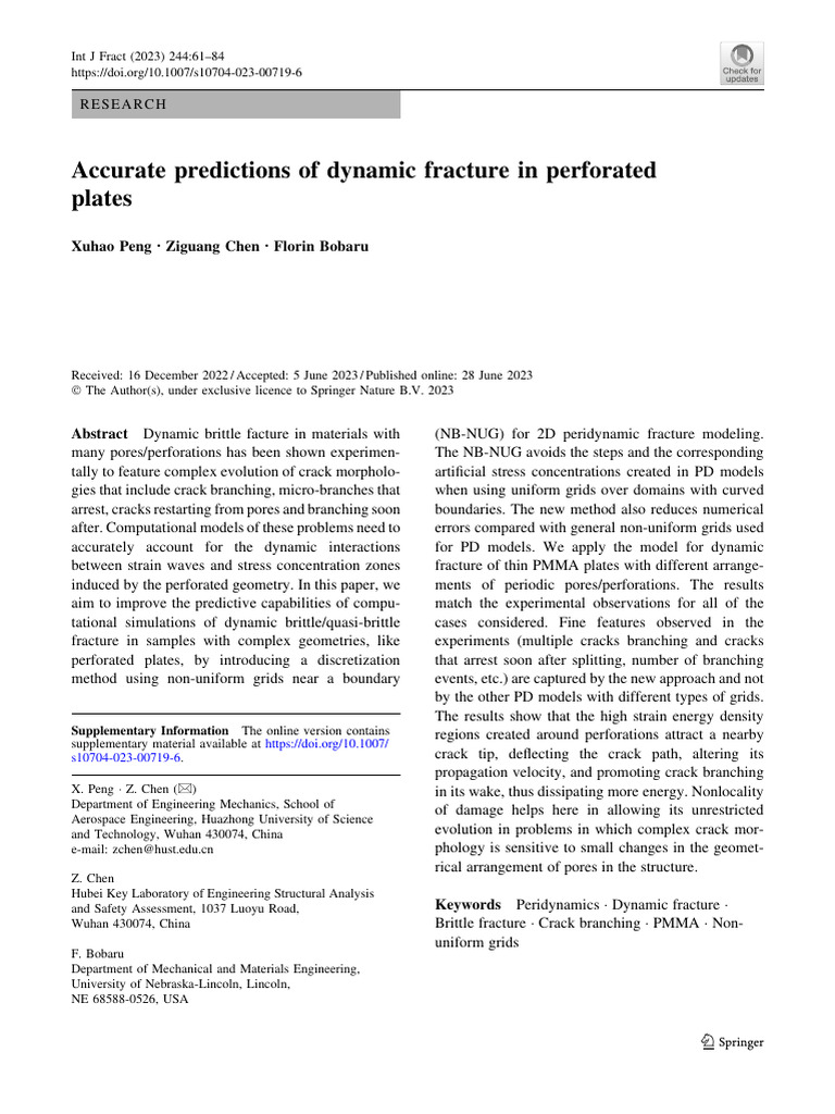 Accurate Predictions of Dynamic Fracture in Perforated Plates | PDF ...