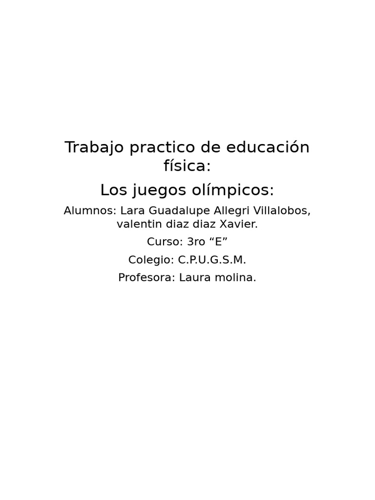 Trabajo Práctico de Educacion Fisica | PDF | Juegos olímpicos | Deportes