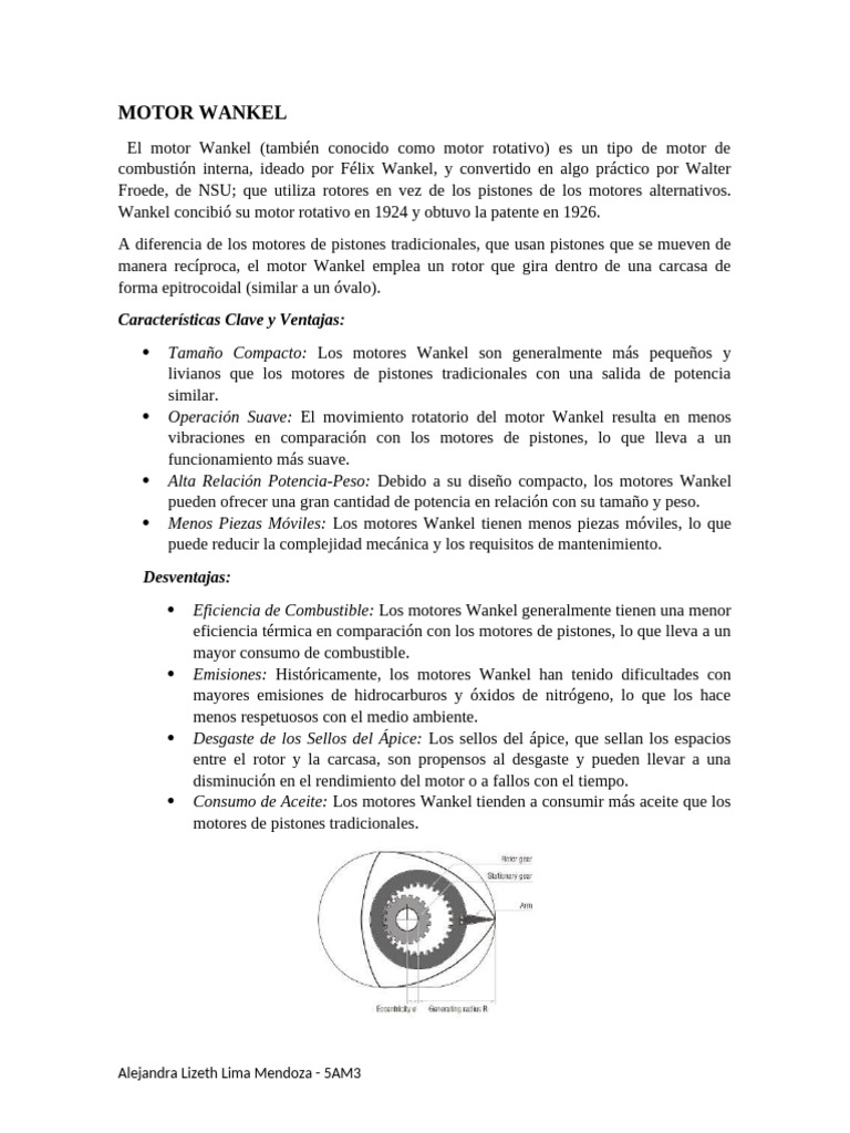 Motor Wankel: Ventajas y Desventajas | PDF | Pistón | Ingeniería mecánica