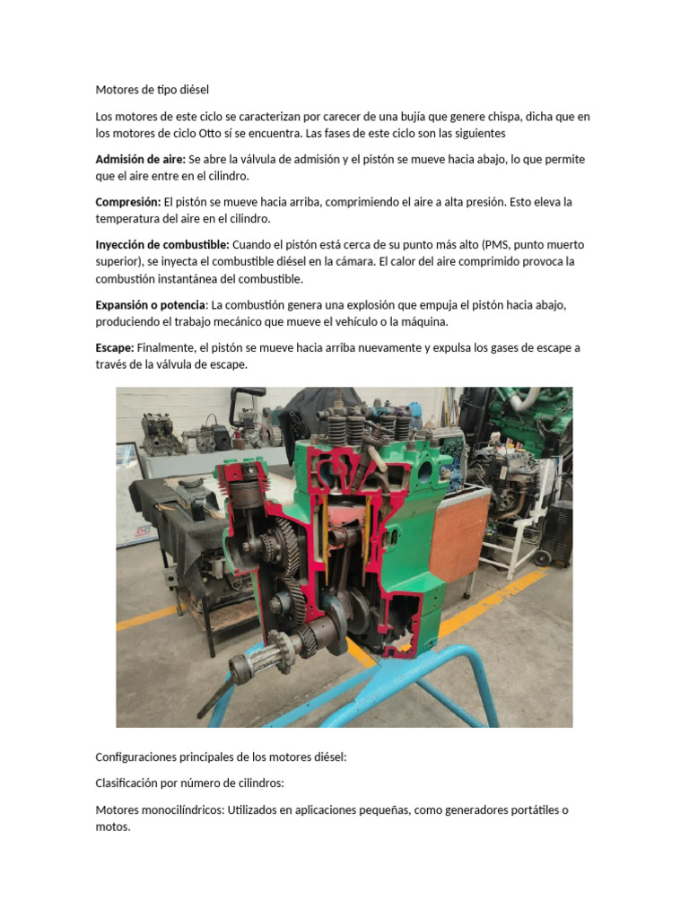 Tipos de motores diésel y sus características | PDF | Motor diesel ...