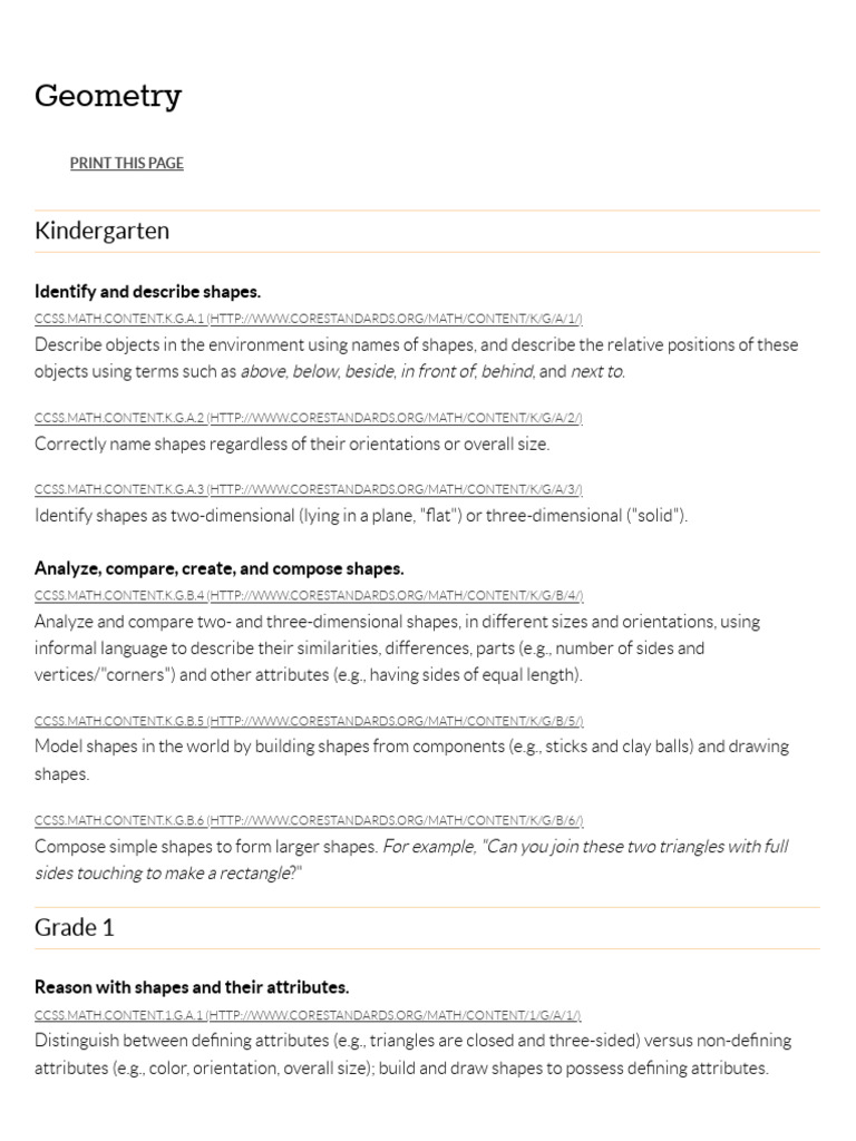 Common Core Geometry Curriculum Overview | PDF | Rectangle | Area