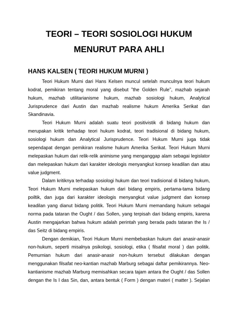 Teori Hukum Murni dan Responsif dalam Sosiologi | PDF | Politik