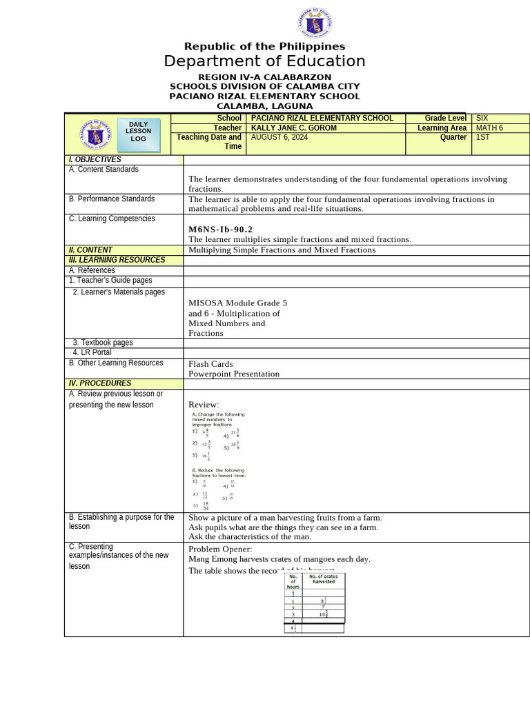 Dll Math 6-Aug 6, 2024 | PDF | Learning | Behavior Modification