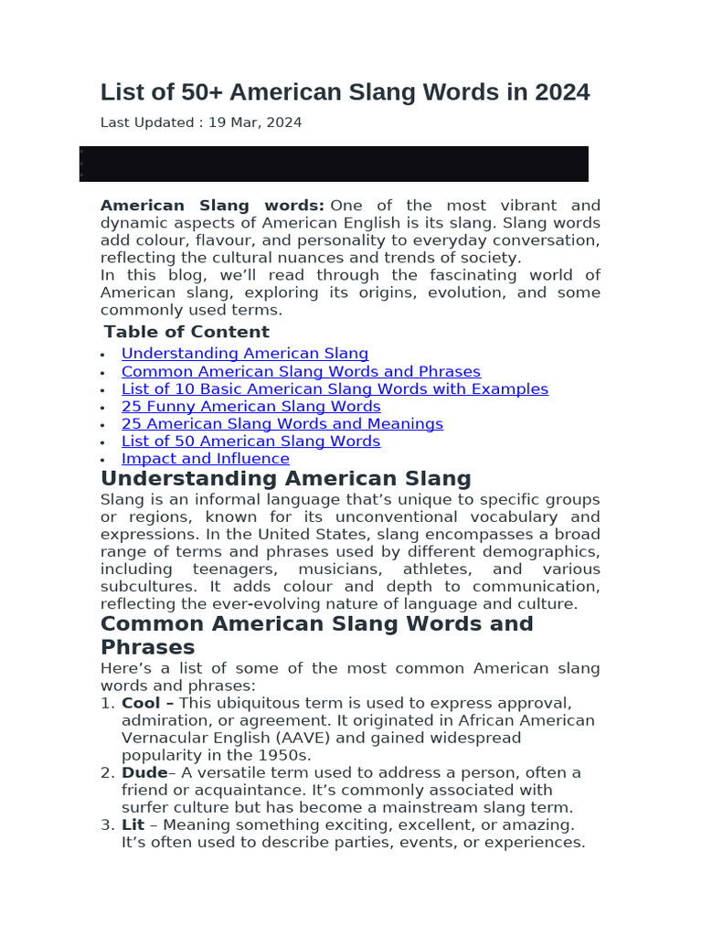 List of 50 | PDF | Slang | English Language