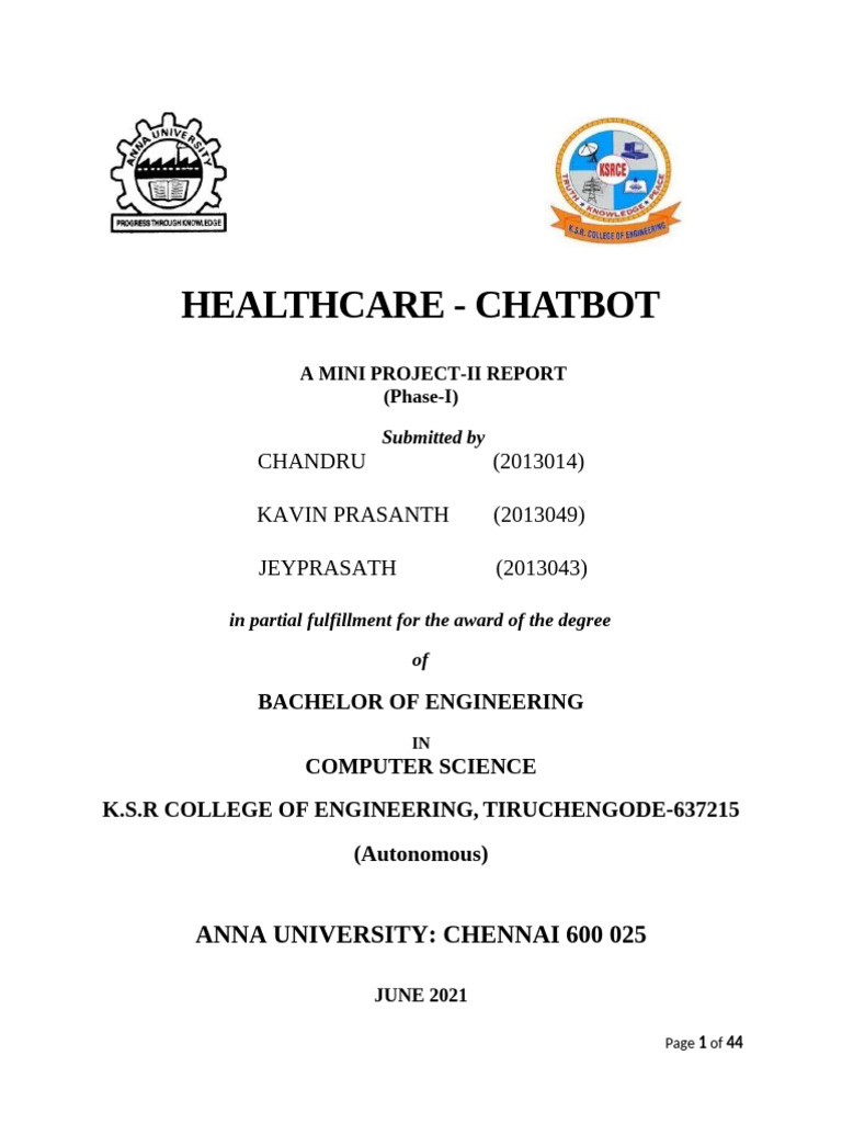 Healthcare - Chatbot Report | PDF | Python (Programming Language ...