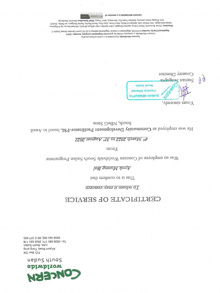 Ayok's Concern Certificate | PDF
