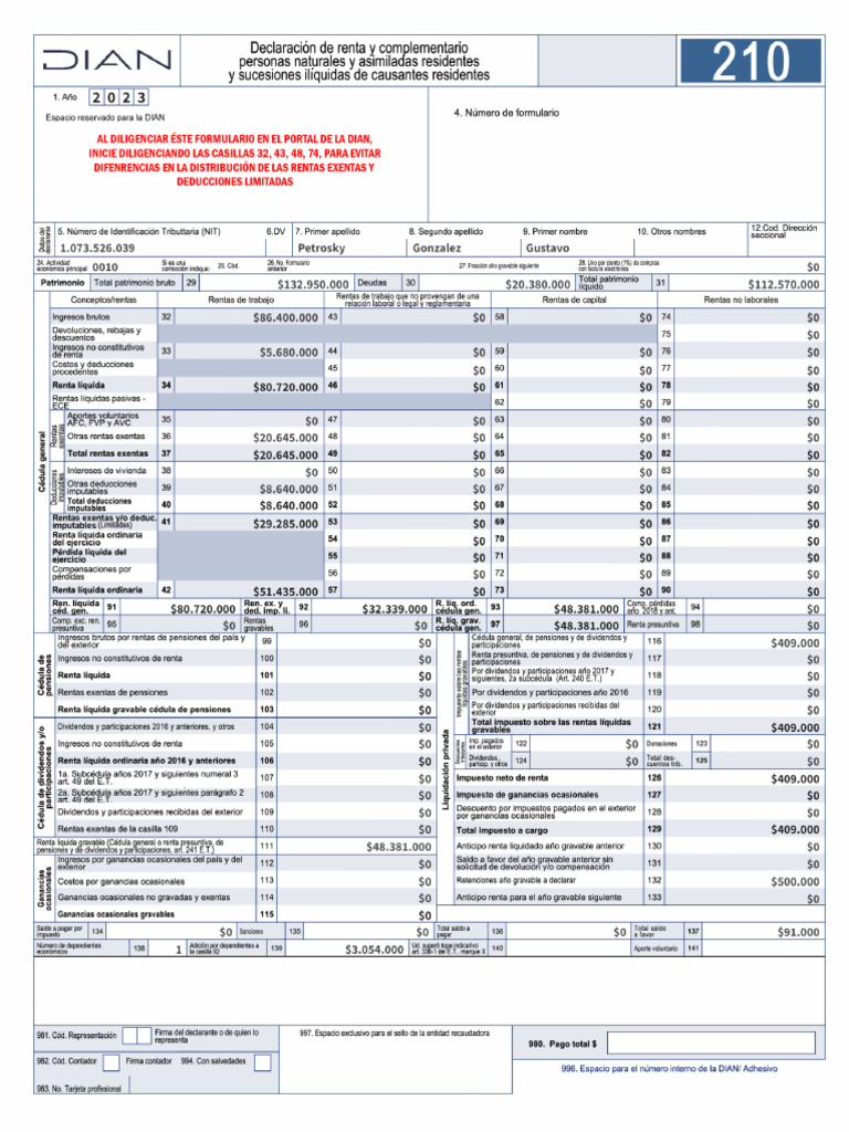 Formulario 210 | PDF