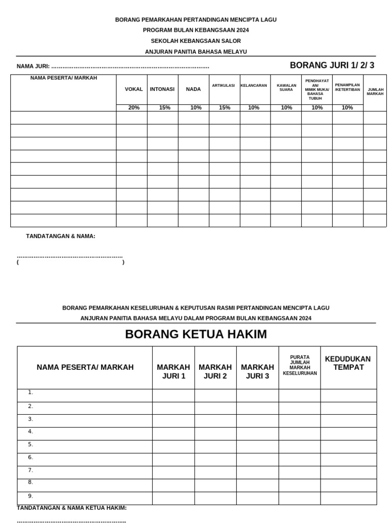 Borang Pemarkahan Mencipta Lagu Pdf