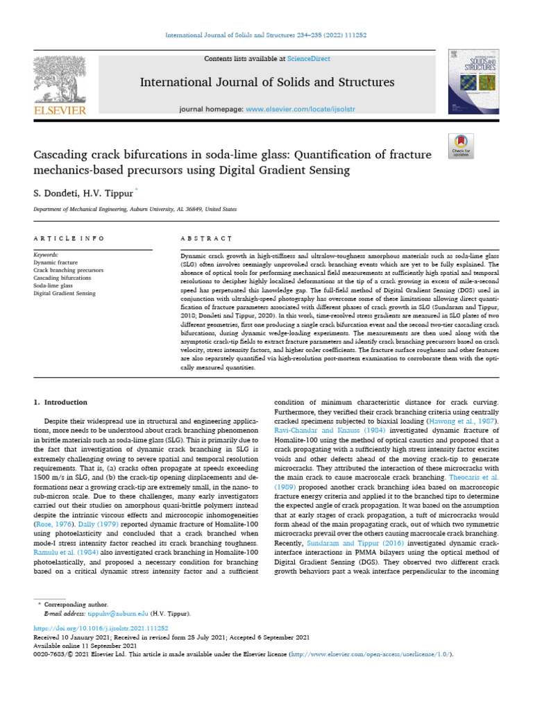 Cascading Crack Bifurcations in Soda-Lime Glass-Quantification of Fracture Mechanics-Based ...