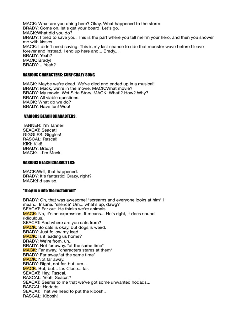 Teen Beach Movie: Script Excerpt | PDF | Young Adult