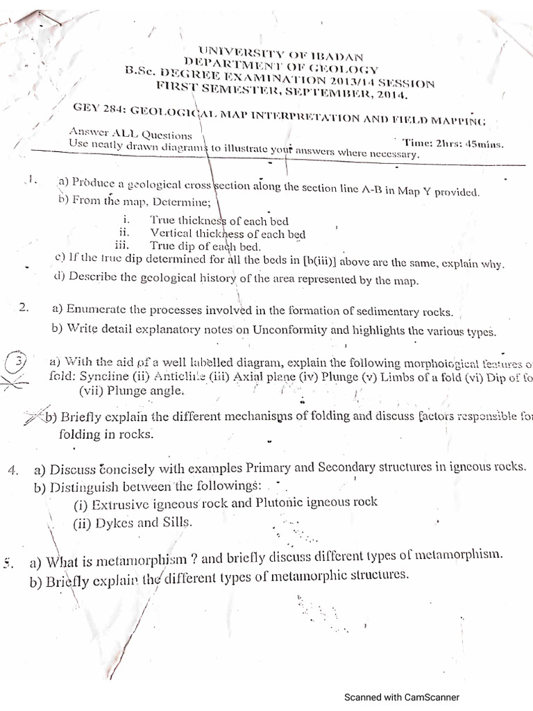 Gey 285 Geol Map Interpretation - 1 | PDF