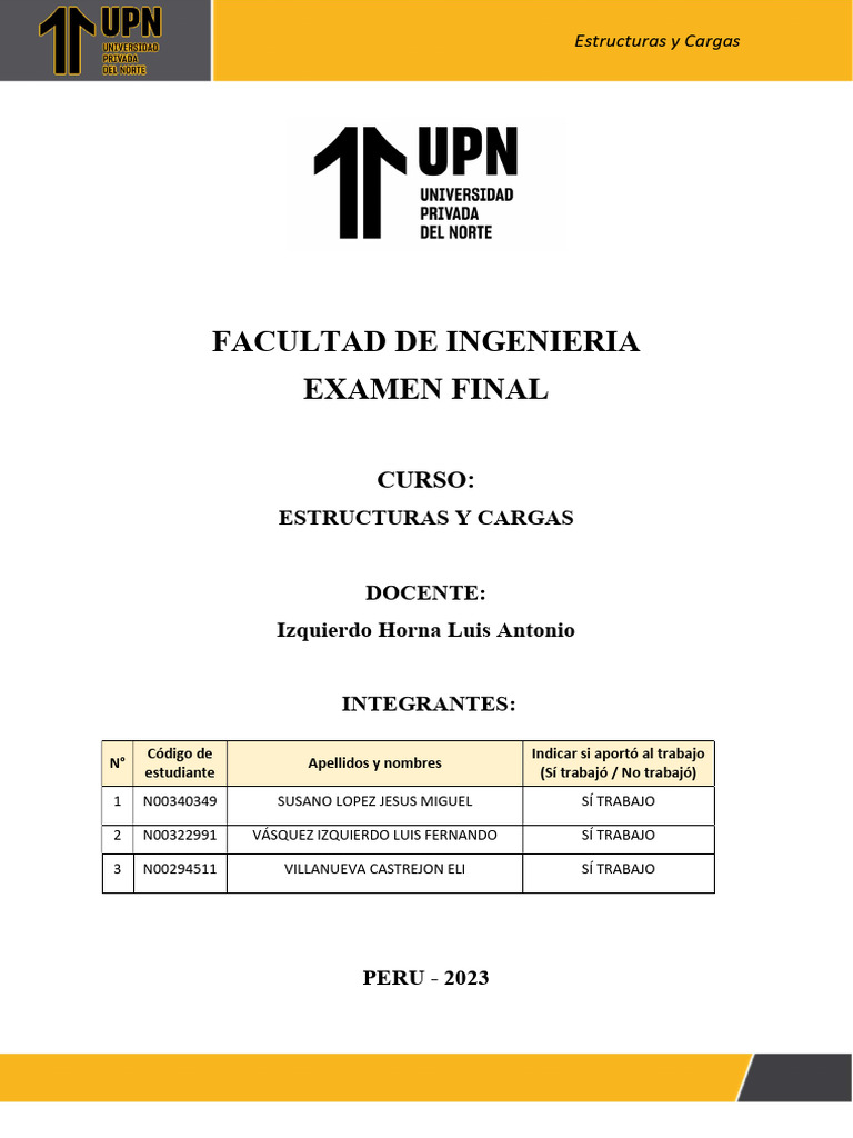 EF - Estructuras y Cargas - Grupo 18 | PDF | Ingeniería estructural