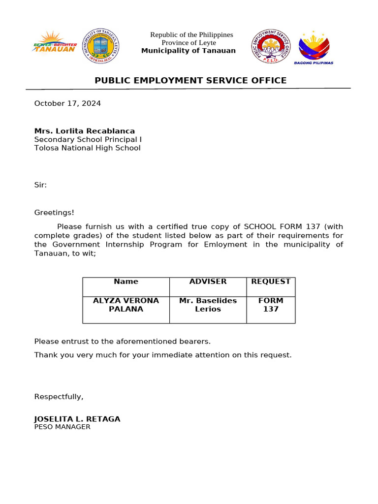 REQUEST LETTER OF GRADES TO SCHOOLS (4) | PDF