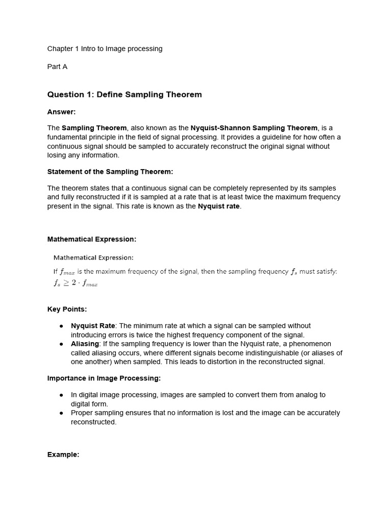 DIP Notes | PDF | Sampling (Signal Processing) | Color