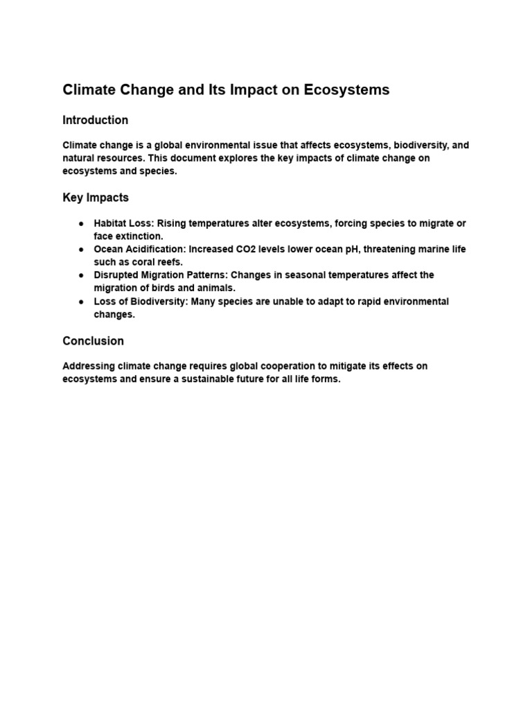 Climate Change and Its Impact On Ecosystems | PDF