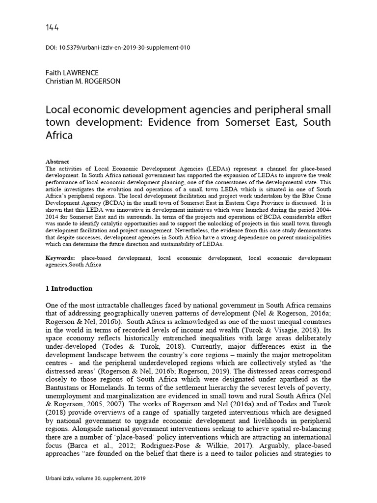 Local Economic Development Agencies and Peripheral Small Town ...