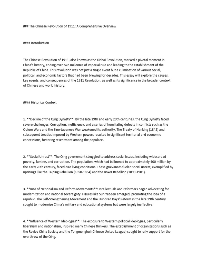 1911 Chinese Revolution Overview | PDF | Qing Dynasty | China