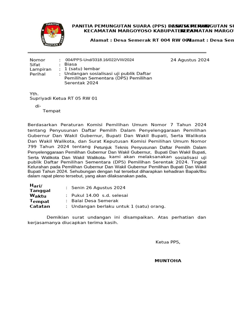 03 Draft Undangan DPS PPS - PPK 3 | PDF