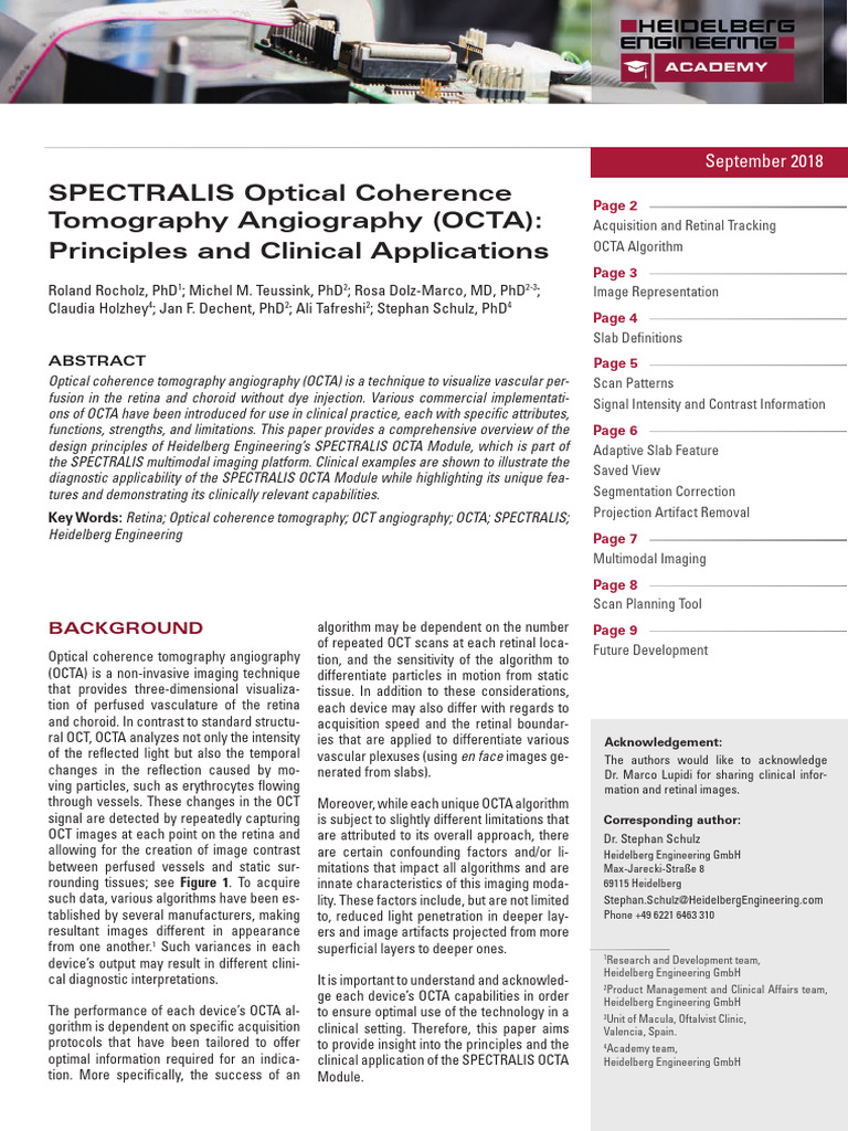 001 SPECTRALIS Tutorial SPECTRALIS OCTA Principles and Clinical Applications en | PDF | Retina ...