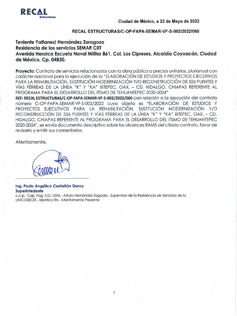 Recal Alcance Proyecto Ferroviario | PDF