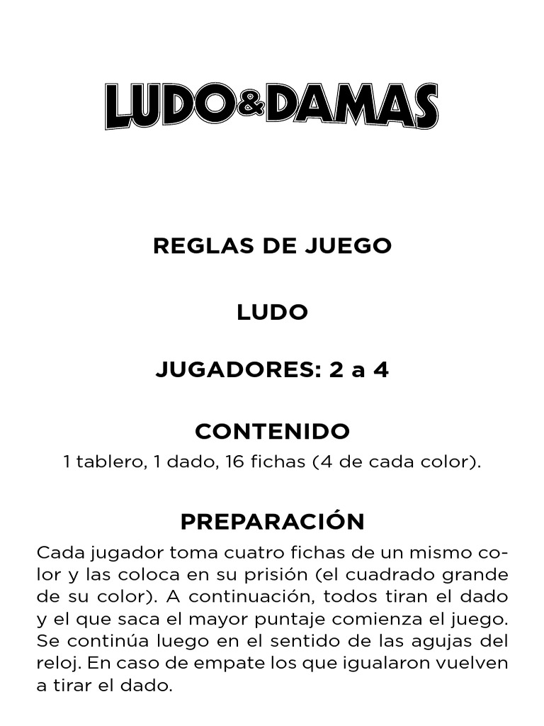 Reglas de Juego: Ludo y Damas | PDF | Ajedrez | Juegos de mesa