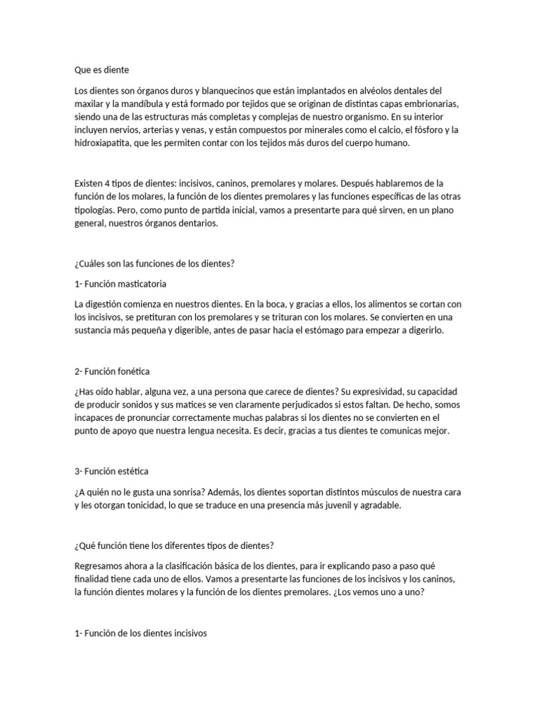 Que Es Diente | PDF | Diente humano | Esmalte de dientes