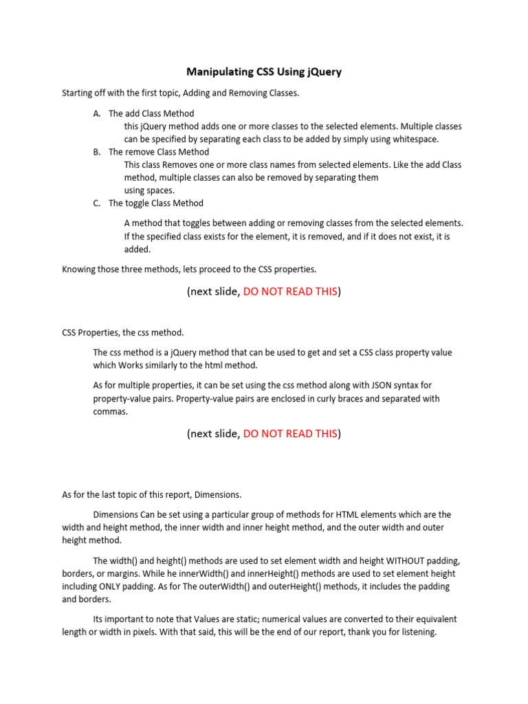 Module 11 Manipulating CSS Using Jquery | PDF
