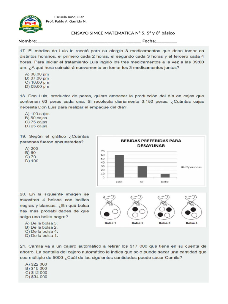 Ensayo Matem. 6° y 6° #6 | PDF | Crecimiento personal y profesional | Bienestar